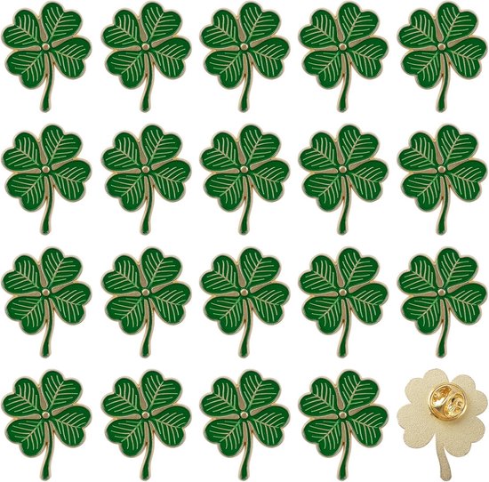 SNQ 20 stuks klaver broche spelden, St.Patrick's Day kostuum badges klavertje vier... | bol