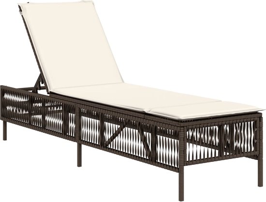 vidaXL Ligbed - Poly Rattan - Inclusief Kussen - Bruin Ligbed - Lounge ...