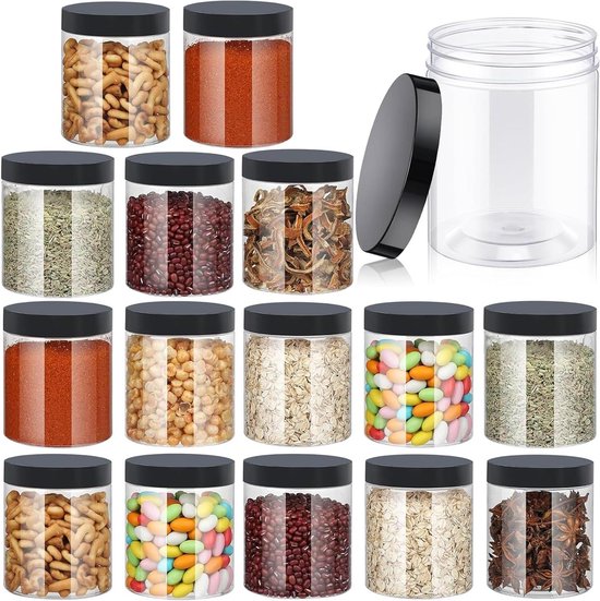 Plastic Jam Jars with Screw Lids - 16 Pcs, 500ml | bol
