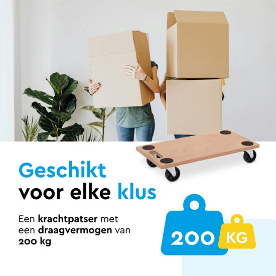 Brasq Meubelroller - 200 KG - Met zwenkwielen - FSC-gecertificeerd hout ...