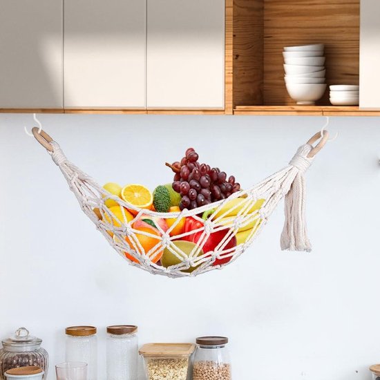 Fruithangmat - handgemaakte macramé fruitnet voor keukenopslag van ...
