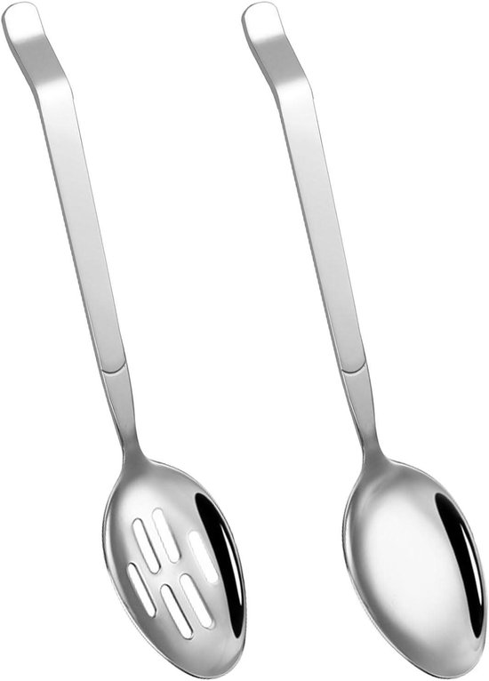 Stainless Steel Large Serving Spoon with Slot - Set of 2 - 27.8 x 5.8cm ...