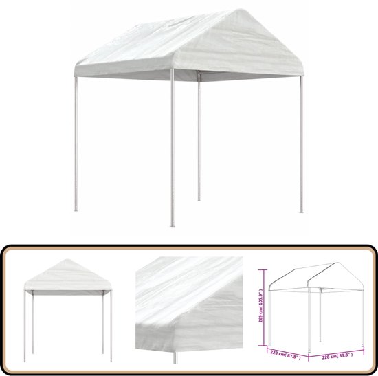 vidaXL Prieel met dak - 2,28x2,23x2,69 m - Wit Partytent - Tuinprieel - Pergola -... | bol