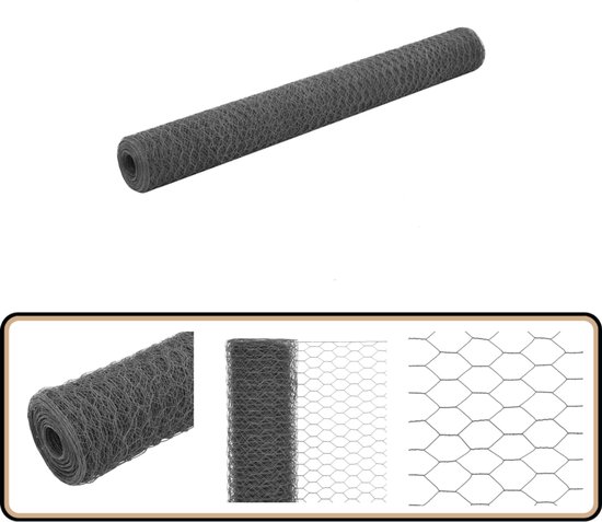 vidaXL Kippengaas - 25x1,2m - Staal met PVC Coating Draadgaas ...