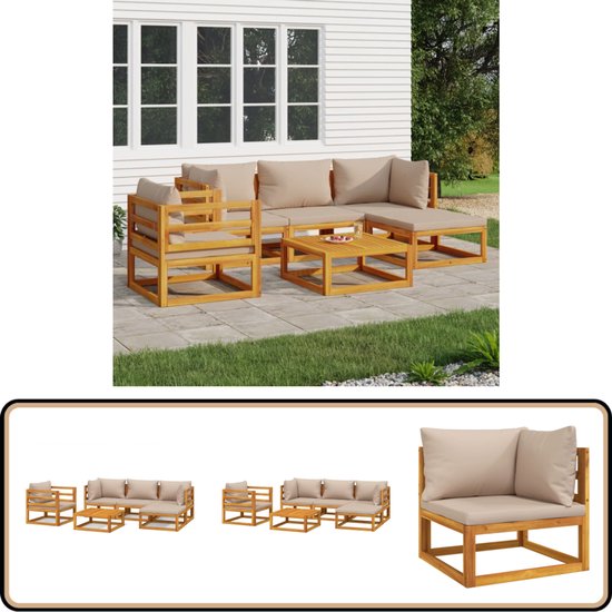 vidaXL Loungeset 6-delig - Hout - Inclusief kussens Tuinsets ...