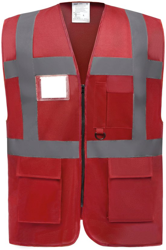 Fluo Executive Waistcoat - Red - XL - Yoko | bol