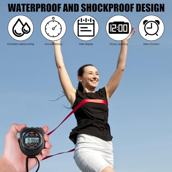 Sportstopwatch timer - 3 stuks waterdichte digitale stopwatch met ...
