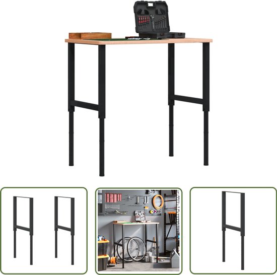 vidaXL Werkbankframes - Verstelbaar - Set van 2 - Zwart Werkbankframe ...