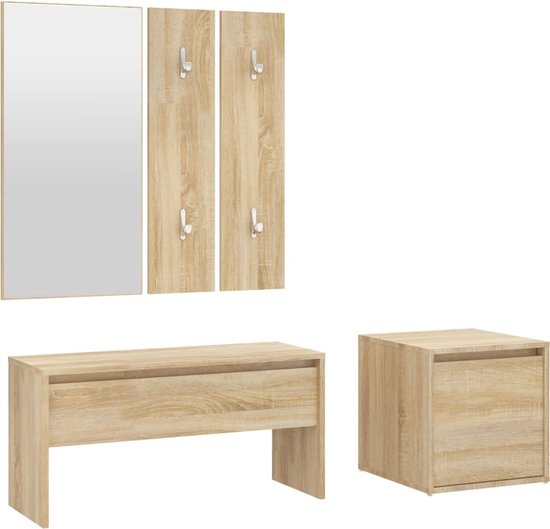 vidaXL Garderobe set - Sonoma eiken - 5-delig Halbank - Gangkast Set ...