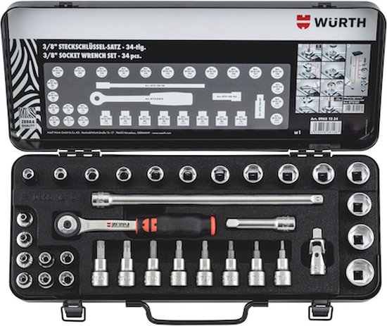 Wurth - 3/8 inch dopsleutels Assortiment met 34 stuks - 3/8 inch ...