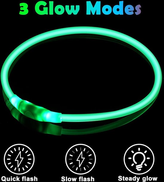USB Oplaadbare LED-lichte halsband voor huisdieren - Verstelbaar en ...