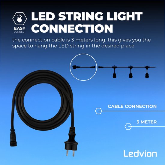 Ledvion - 3 Meter Netsnoer incl. Stekker voor Prikspots - IP44 BE/FR | bol