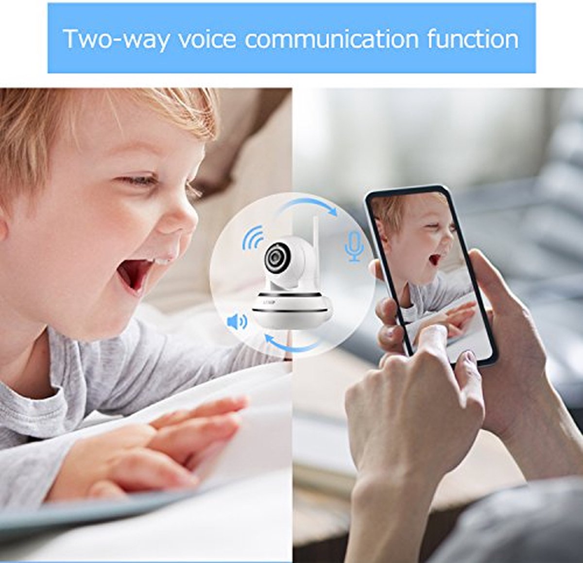 LESHP V200 WiFi Camera,960P Draadloze Bewakingscamera IP Cam Nanny Cam ...