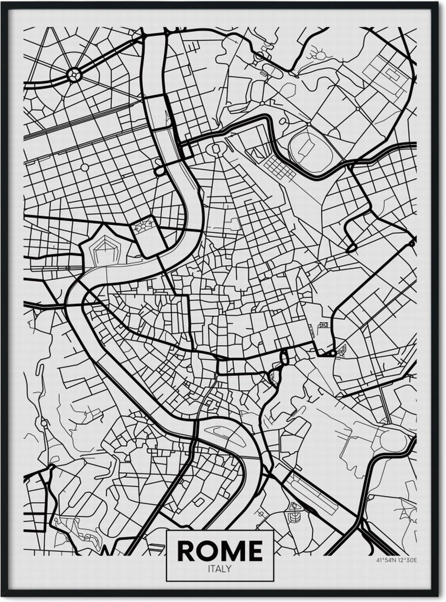 Akoestisch schilderij AcousticPro® - paneel met plattegrond van Rome ...