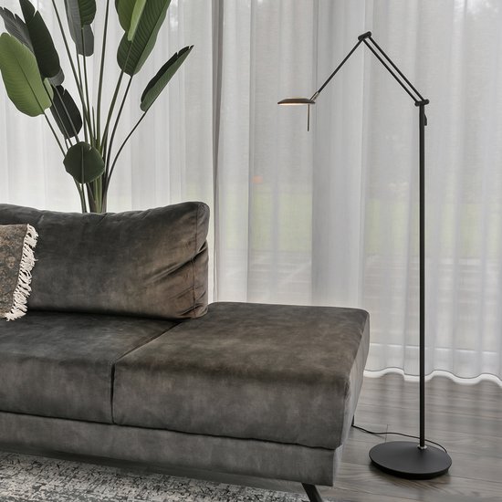 Verstelbare staande leeslamp met dimfunctie | 1 lichts | zwart ...