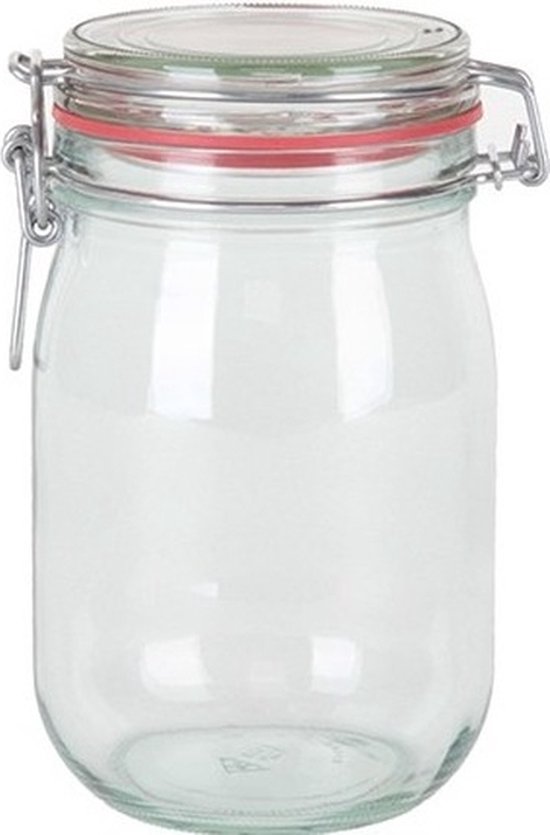 Weckpot/inmaakpot - glas - 1000 ml - met beugelsluiting - transparant ...