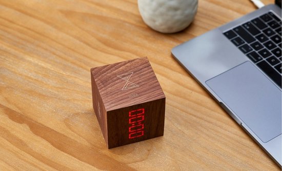 Gingko - Cube Plus Clock - wekker, klok, stopwatch, timer - walnoot | bol