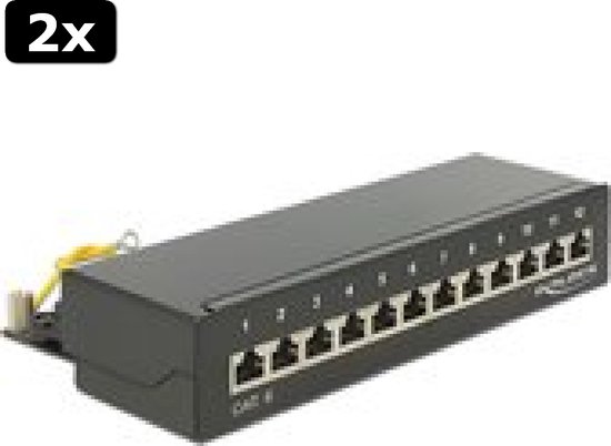 2x Premium CAT6a Gigabit Desktop Patch Panel 1U met 12 poorten ...