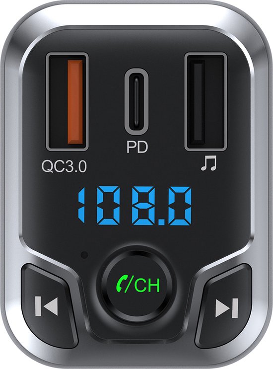 Rixus Bluetooth FM Transmitter QC30 + Type C Dual Fast Charge RXBT25 | bol