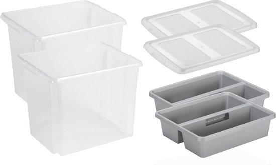Sunware - Set van 2x opslagbox kunststof 45 liter transparant 45 x 36 x ...