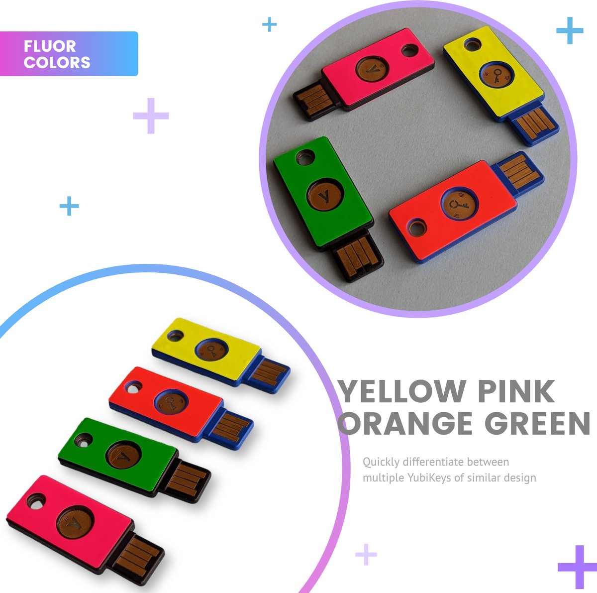 Zerald - 4x Yubikey-hoezen. Onderscheid en personaliseer je Yubikeys ...