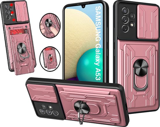 Samsung A53 hoesje met kickstand Rose Goud - Samsung Galaxy A53 camera ...