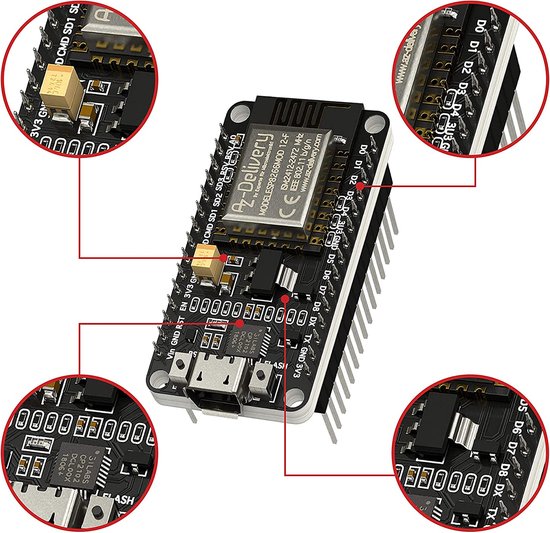 AZDelivery 5 x NodeMCU Amica Modul V2 ESP8266 ESP-12E WIFI Wifi ...