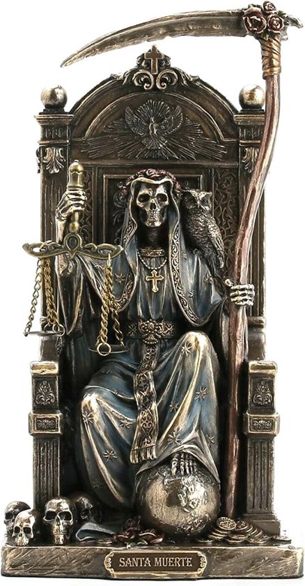 Santa Muerte zittend op Troon - Gebronds beeld - Veronese Design ...
