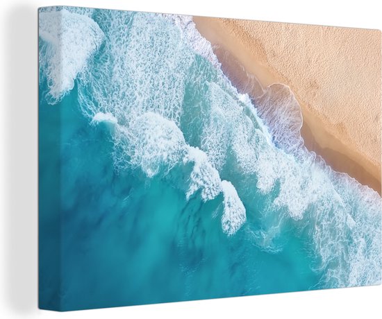 Canvas Schilderij Water - Zee - Strand - Zomer - 60x40 cm - Wanddecoratie | bol