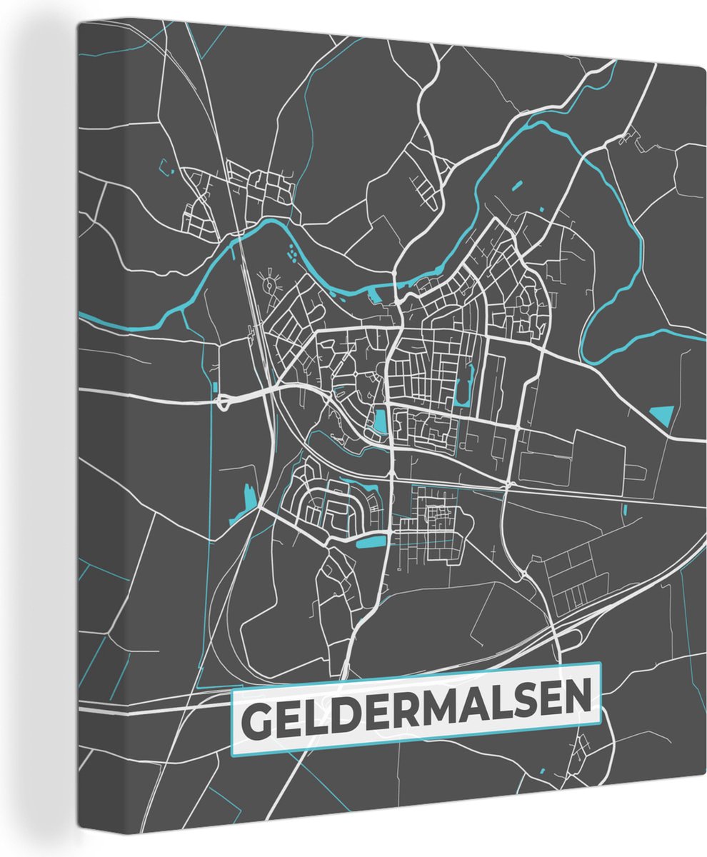 Canvas Schilderij Plattegrond - Geldermalsen - Kaart - Stadskaart ...