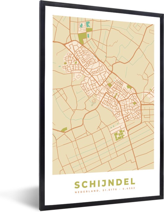Fotolijst incl. Poster - Schijndel - Kaart - Plattegrond - Stadskaart ...