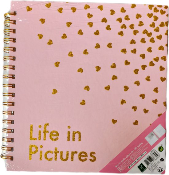 Modern fotoalbum voor 120 foto's - insteek album - roze gouden glitter ...