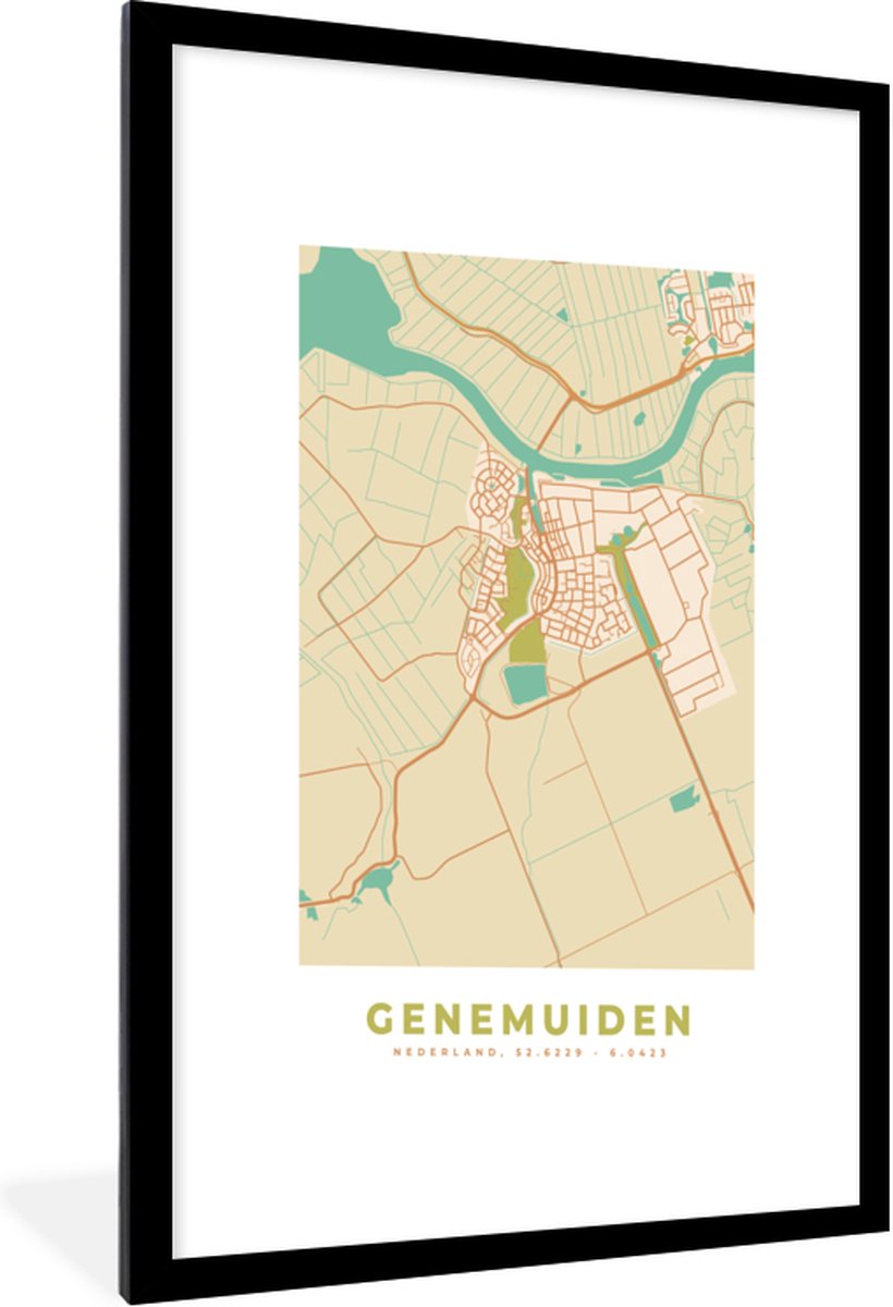 Fotolijst incl. Poster - Kaart - Genemuiden - Stadskaart - Plattegrond ...