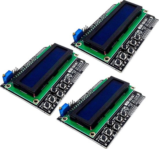 AZDelivery 3 x LCD1602 Display Keypad Shield HD44780 1602 Module met ...