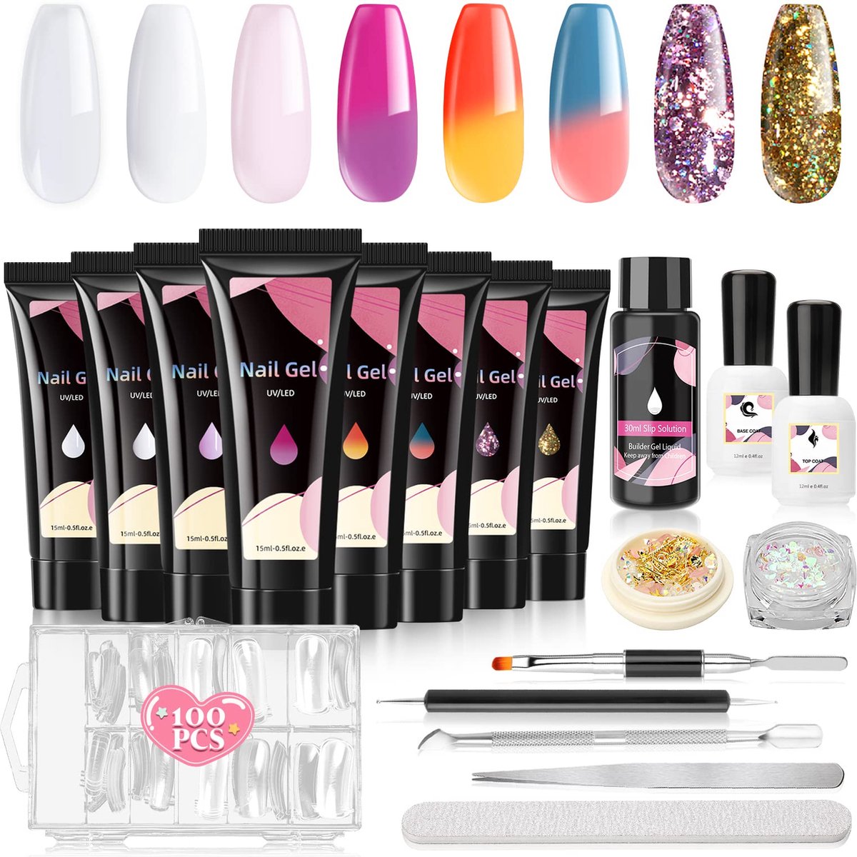Nepnagels - Polygel Set - 8 Kleuren - Nagels Set - Polygel Starter Set ...