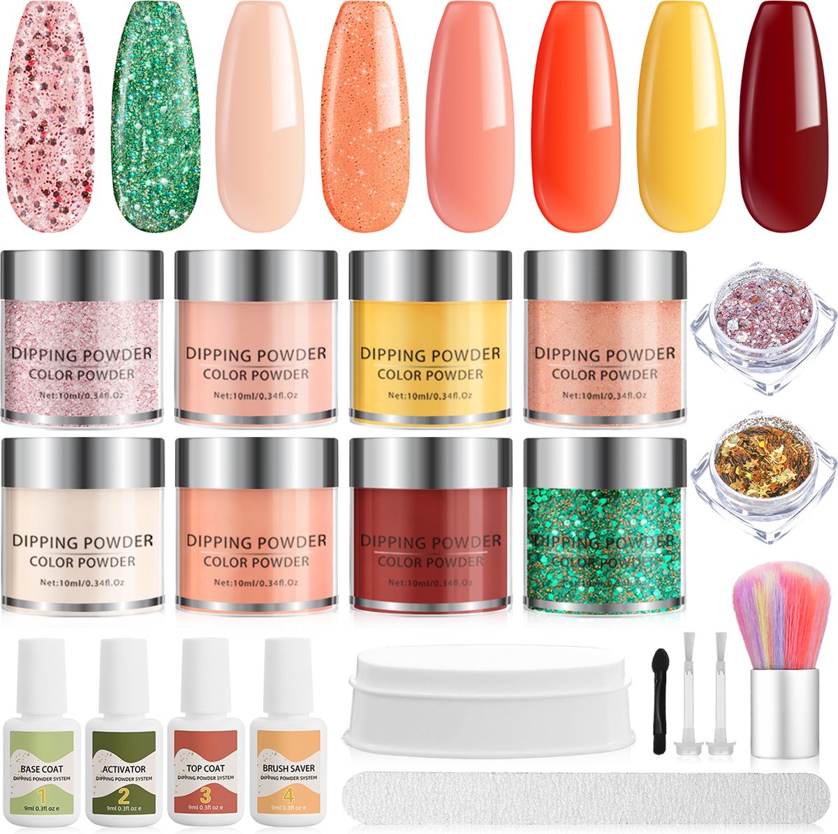 GLAMADOR Acryl poeder set - Dipping Powder - Nagel Poeder - 8 Kleuren ...