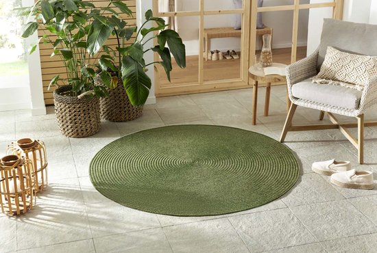 Rond buitenkleed - Trenzado groen 200 cm rond | bol.com