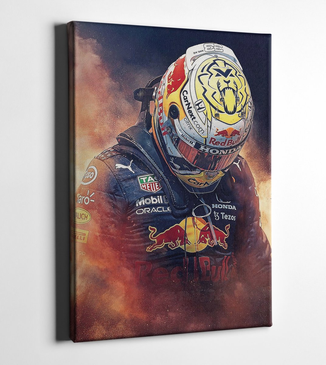 Luxe Max Verstappen On Fire Red Bull Canvas Schilderij - Inclusief Ophangsysteem -... | bol.com