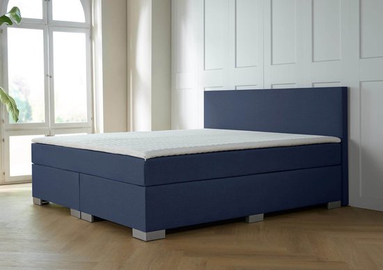 Boxspring Barcelona - 140x200 - Blauw - met gratis topper! | bol.com