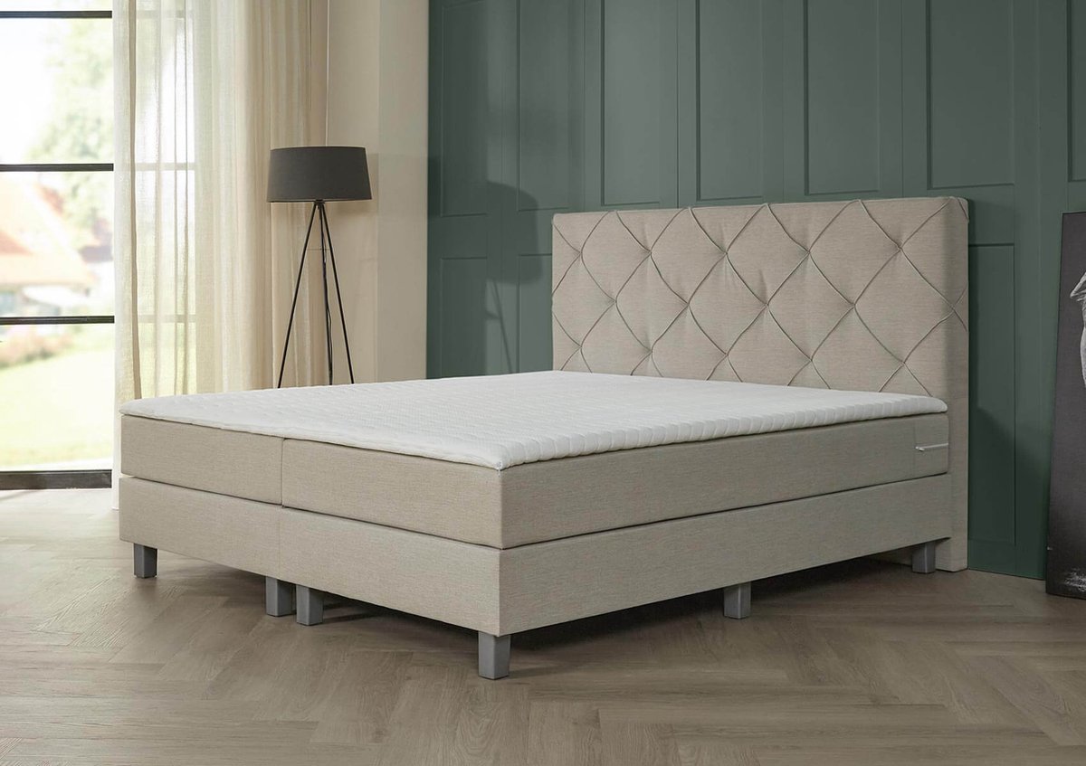 Boxspring Porto - 160x200 - Beige - met gratis topper! | bol.com