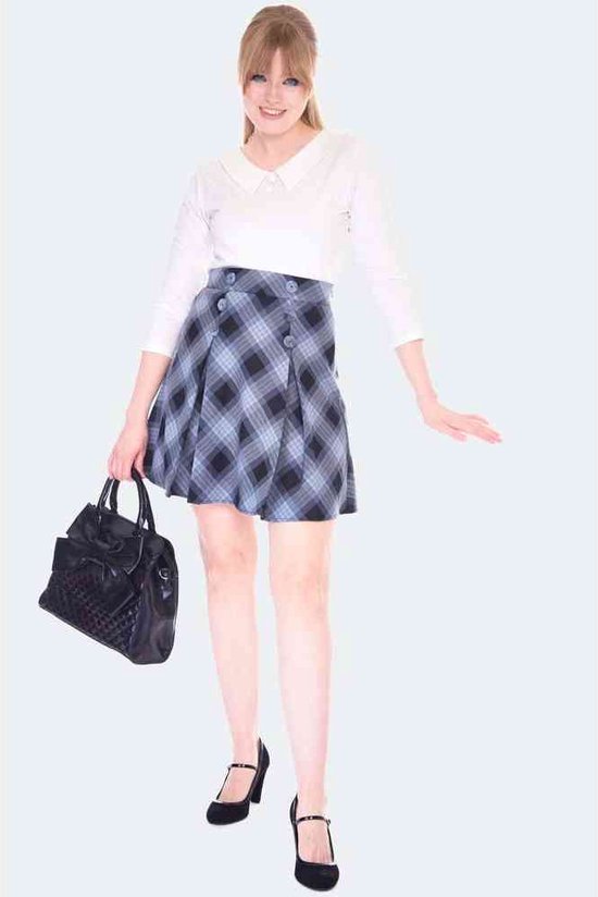 Voodoo Vixen Korte rok -M- Button Detail Grey Tartan Grijs | bol.com