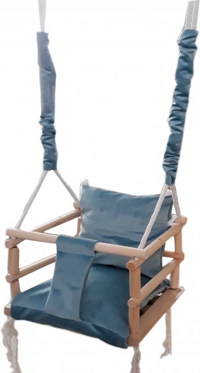 Luxe houten 3 in 1 blauwe meegroei baby schommel en kinder schommel ...