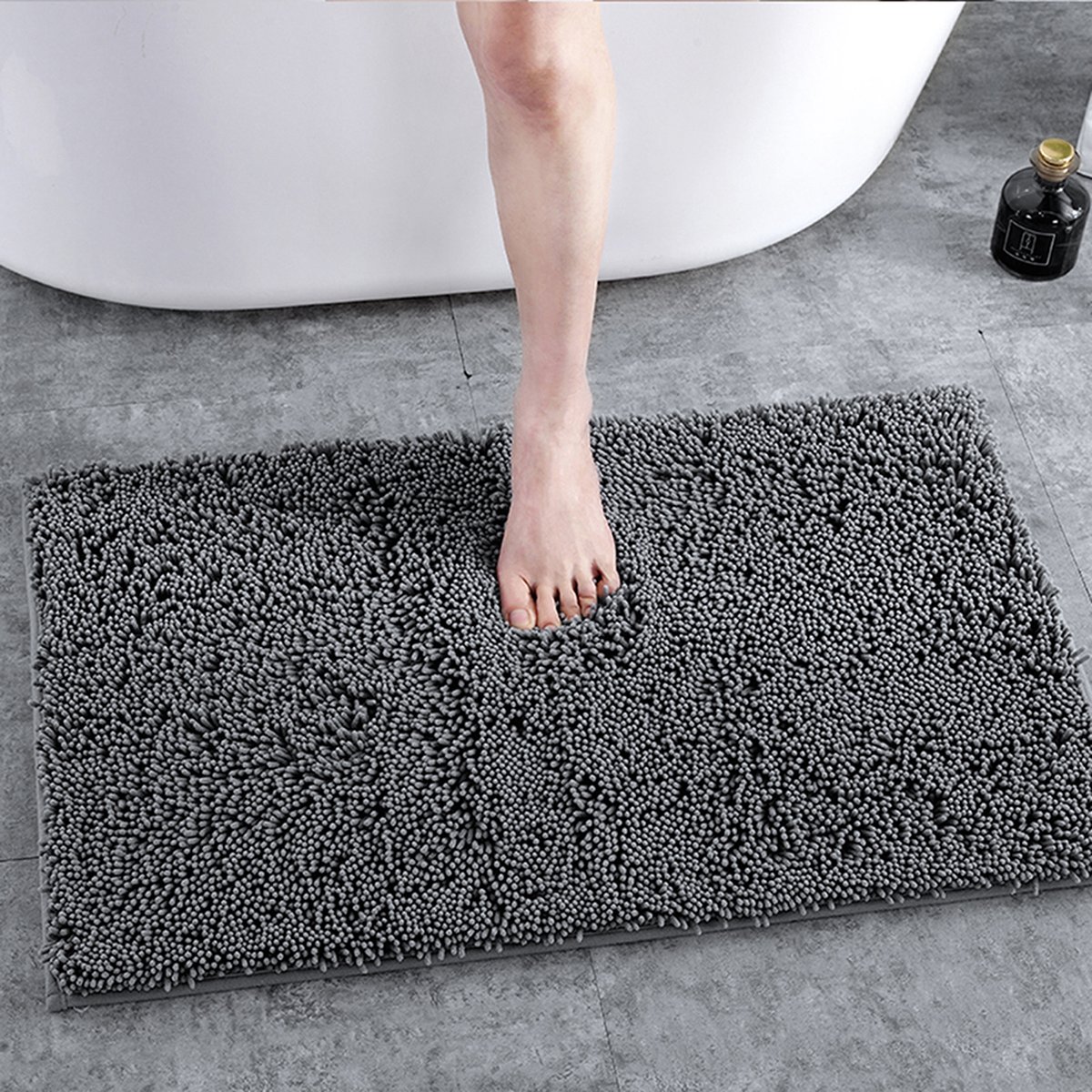 Badmat - 50x80cm - Donkergrijs Antraciet - Grote Antislip Douchemat ...