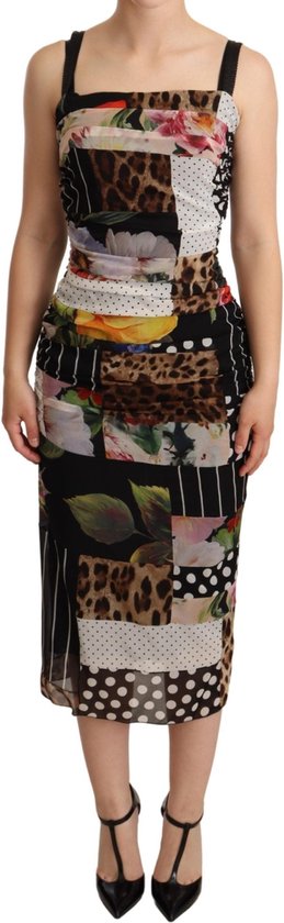 Neck Patchwork Chiffon Midi Square Dress | bol.com