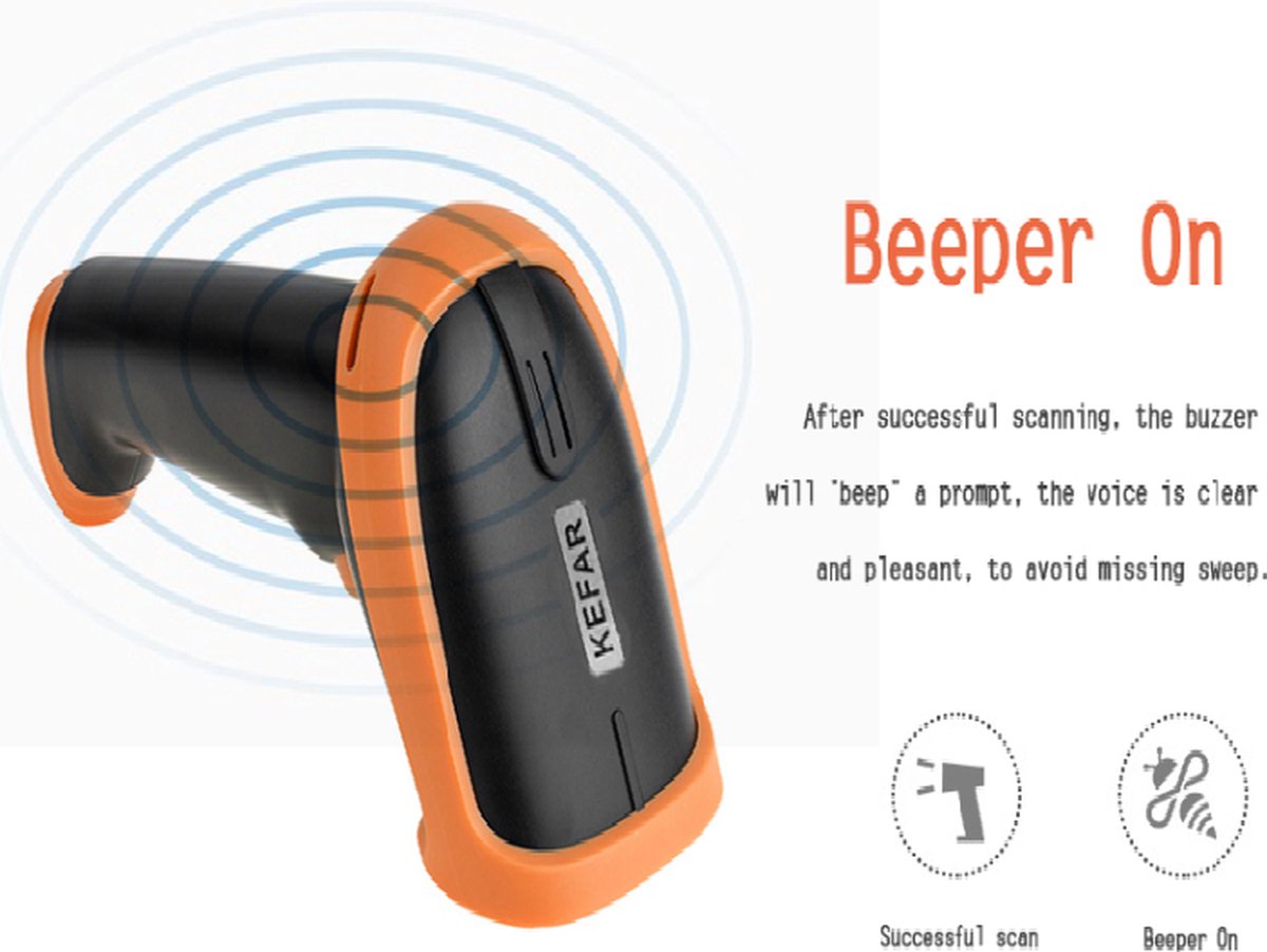 Kefar Barcode Scanner - Barcode Scanner Draadloos - S6 Model | bol.com