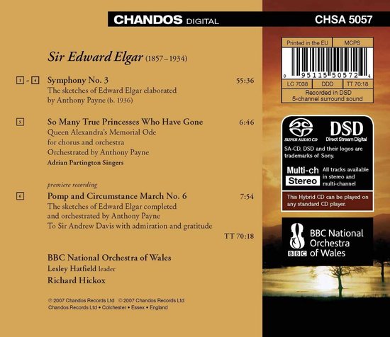 BBC National Orchestra Of Wales - Elgar: Symphony 3 - Pomp And Circumstance March No.6... | bol.com
