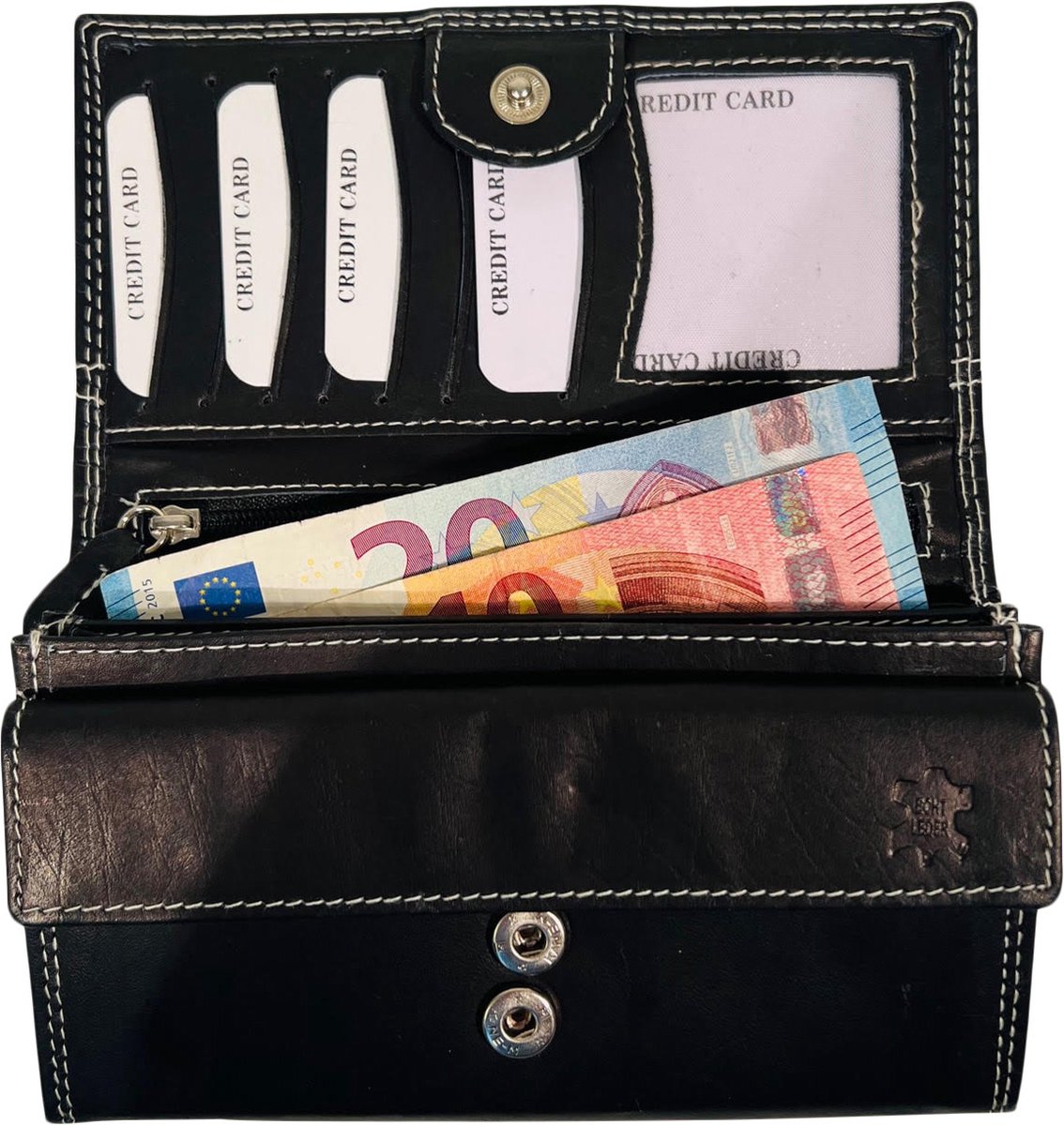 WILD - Portemonnee Dames - Huishoudportemonnee - Overslag model - Leer ...