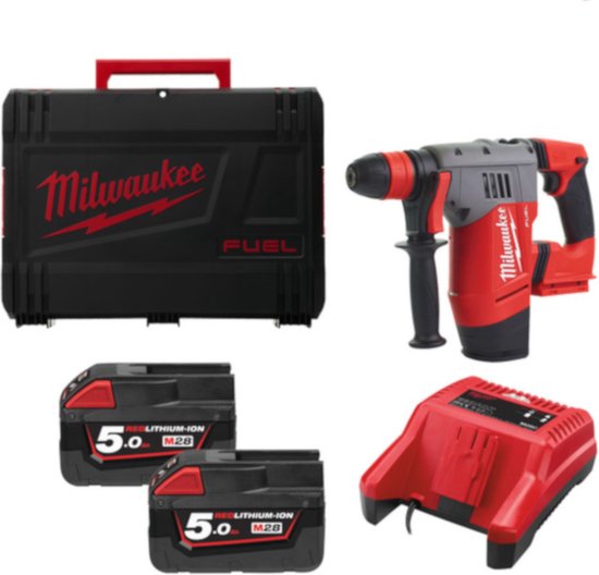 Milwaukee M28 CHPX-502C 28V Li-Ion Accu SDS-plus combihamer set (2x 5 ...