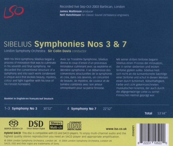 London Symphony Orchestra - Sibelius: Symphony 3 & 7 (2 CD), London Symphony Orchestra... | bol