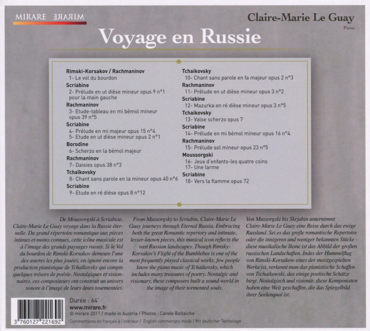 Claire Marie Guay - Voyage En Russie (CD), Tchaikovsky | CD (album ...